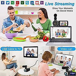 Heegomn Video Camera Camcorder with Microphone HD 2.7K Video Recorder Camera Vlogging Camera for YouTube Kids Camcorder with 3.0" LCD Screen,18X Digital Zoom,Remote,2 Batteries and 32G SD Card