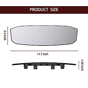 QODOLSI Large Panoramic Rear View Mirror, Universal Wide Angle, Interior Clip On for Car SUV Trucks (11.7In x 3.5In) Convex Curve 300mm