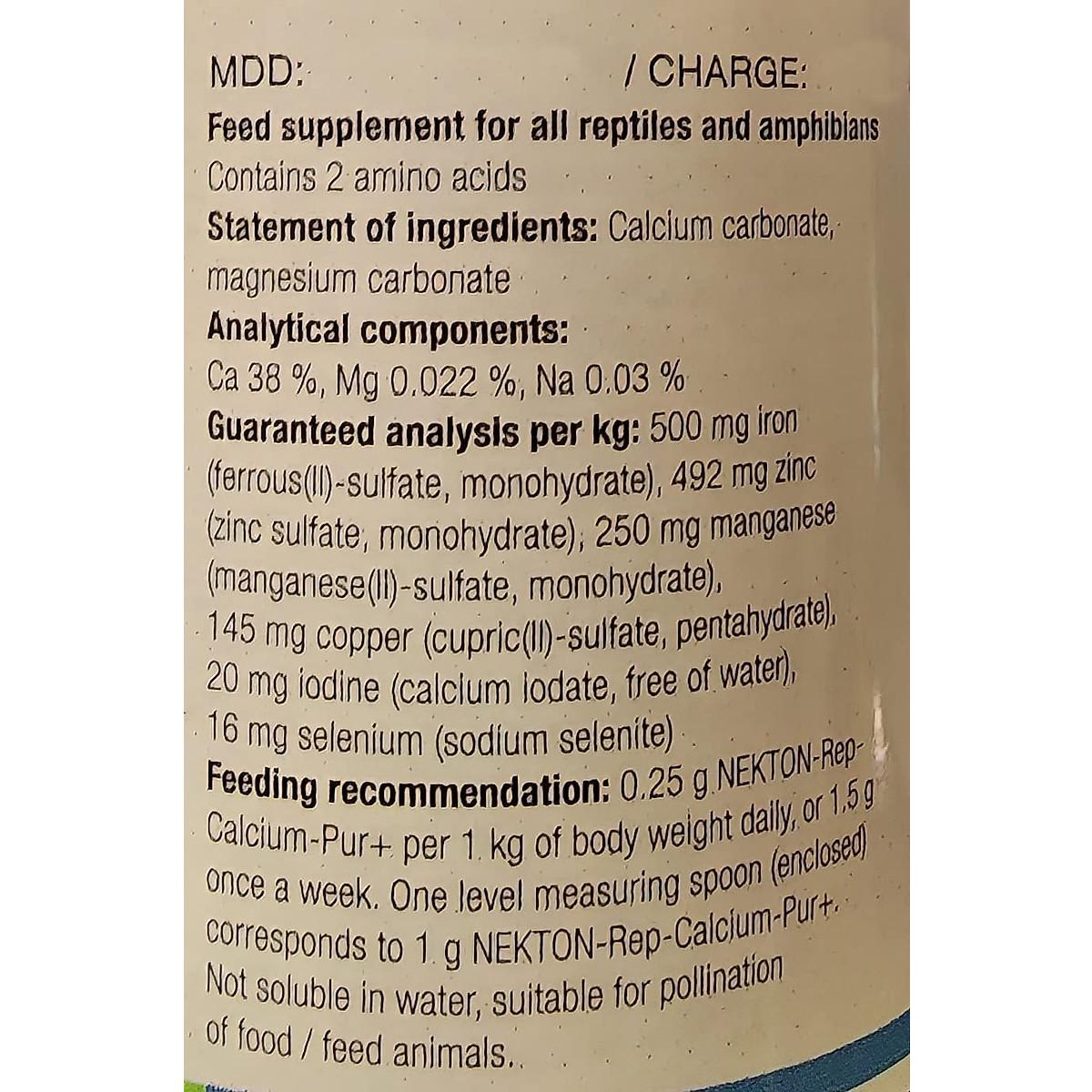 Nekton-Rep Calcium-PUR+ Calcium Preparation for All Reptiles and Amphibians 65gm / 2.29oz