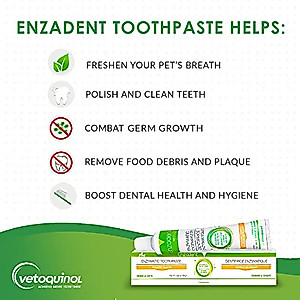 Vetoquinol Enzadent Enzymatic Toothpaste for Cats & Dogs – 3.2 oz, Poultry Flavor – Triple Enzyme Formula for Healthy Teeth & Gums – Oral Dental Care: Removes Plaque, Polishes Teeth & Freshens Breath