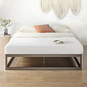 Mellow 12" Metal Platform Bed Frame w/Heavy Duty Steel Slat Foundation, Queen, Grey