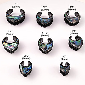 DOEARKO 2PCS Ear Gauges Fashion Conch Shell Saddle Ear Plugs Body Piercing Tunnels 316 Stainless Steel Hypoallergenic Earrings Plugs for Ears Expander Body Jewelry (25mm(1"), Black-Colorful)