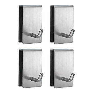 uxcell 4 Pack Shower Door Hook, Double Sided Shower Towel Hooks Over Door Hook for Bathroom Glass Shower Door