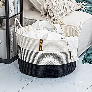 Laundry Baskets-Laundry Hamper,Storage Basket with Handles, Woven Storage Basket for Toys Bin,Pillows (Gradient Black)