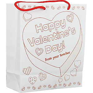Really Good Stuff Valentine's Day Classroom Gift Bag - 12 Pack - Collect and Carry Kids Craft Bags for The Classroom