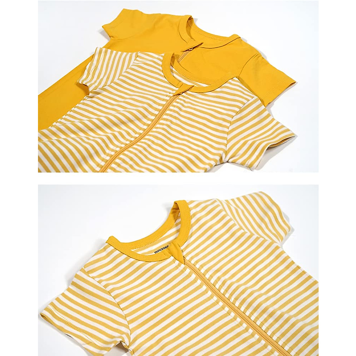 Teach Leanbh Baby Boys Girls 2-Pack Romper Jumpsuits Cotton 2 Way Zipper Short Sleeve Footless Sleep and Play 3-24 Months (Green, 12-18 Months)