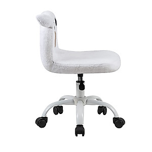 GIA Faux Fur Fuzzy Kids Desk Adjustable and Swivel Rolling Chair, White Piggy Shape