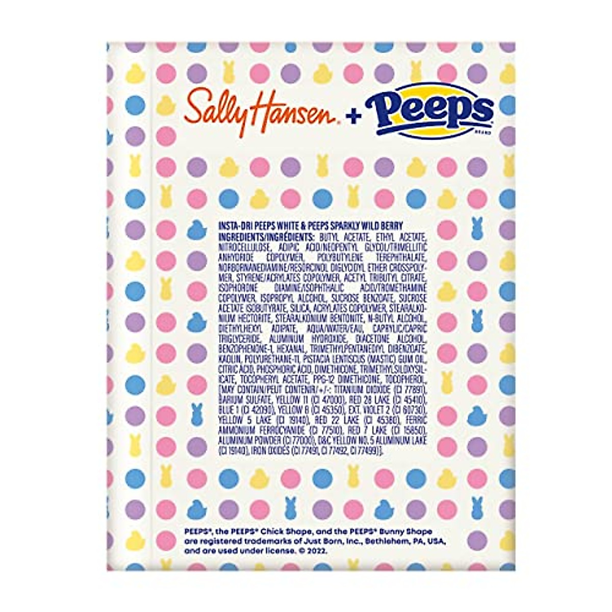 Sally Hansen Insta Dri Nail Polish Duo 2 Pack: PEEPS & LOVE (PEEPS WHITE & PEEPS SPARKLY WILD BERRY)