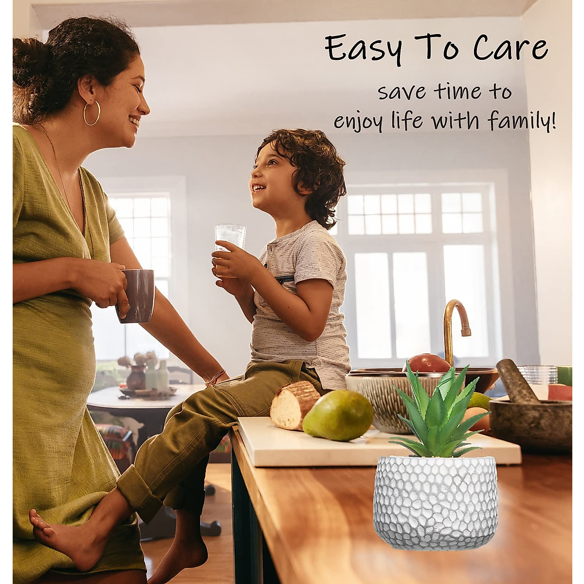 CADNLY Small Artificial Plants in Pots - Fake Plants for Bathroom Office Desk - Faux Succulents Succulents Decor 1 Pack