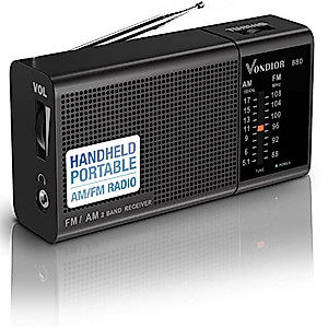 Transistor Radios Portable Battery Operated - Best Reception and Longest Lasting. AM FM Radio Operated by 2 AA Battery, Mono Headphone Socket, by Vondior (Silver)