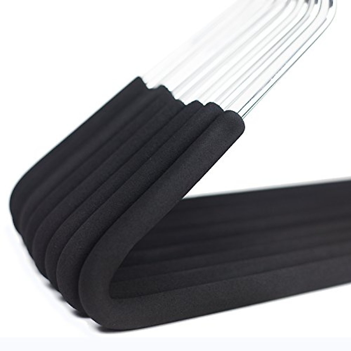 HUJI Heavy Duty Open Ended Easy Slide Chrome Trouser Hangers Organizers (10 Open Ended Easy Slide Hangers)