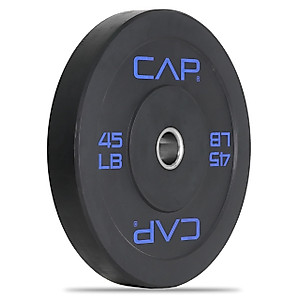 CAP Barbell Budget Olympic Bumper Plate with Blue Logo, Black, 45 lb Single