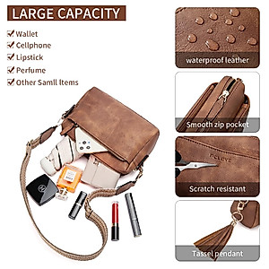 pclove Cross Body Bag Purse for Women Crossbody Purses Crossbody Bags for Women Trendy Vegan Leather Women's Crossbody Handbags Small Crossbody Purse Bag With Shoulder Strap for Travel, Brown