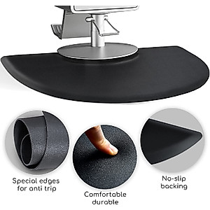 Salon mats for Hair Stylist 3′x5′ Barber Shop Salon Floor Chair Mat -Black Semi Circle Hair Stylist Station Mats -1/2" Thick Office Comfort Floor Mat