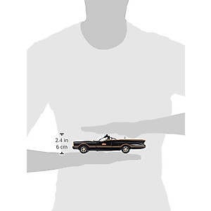 Jada Toys DC Comics 1966 Classic TV Series Batmobile with Batman and Robin figures; 1:24 Scale Metals Die-Cast Collectible Vehicle