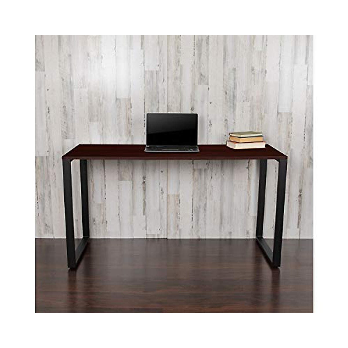 Flash Furniture Modern Commercial Grade Desk Industrial Style Computer Desk Sturdy Home Office Desk - 55" Length (Mahogany)