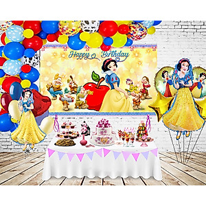 huio Princess Backdrop for Snow White Theme Birthday Party Supplies 5x3ft Snow White Theme Banner for Party Cake Table Decorations Baby Shower Banner