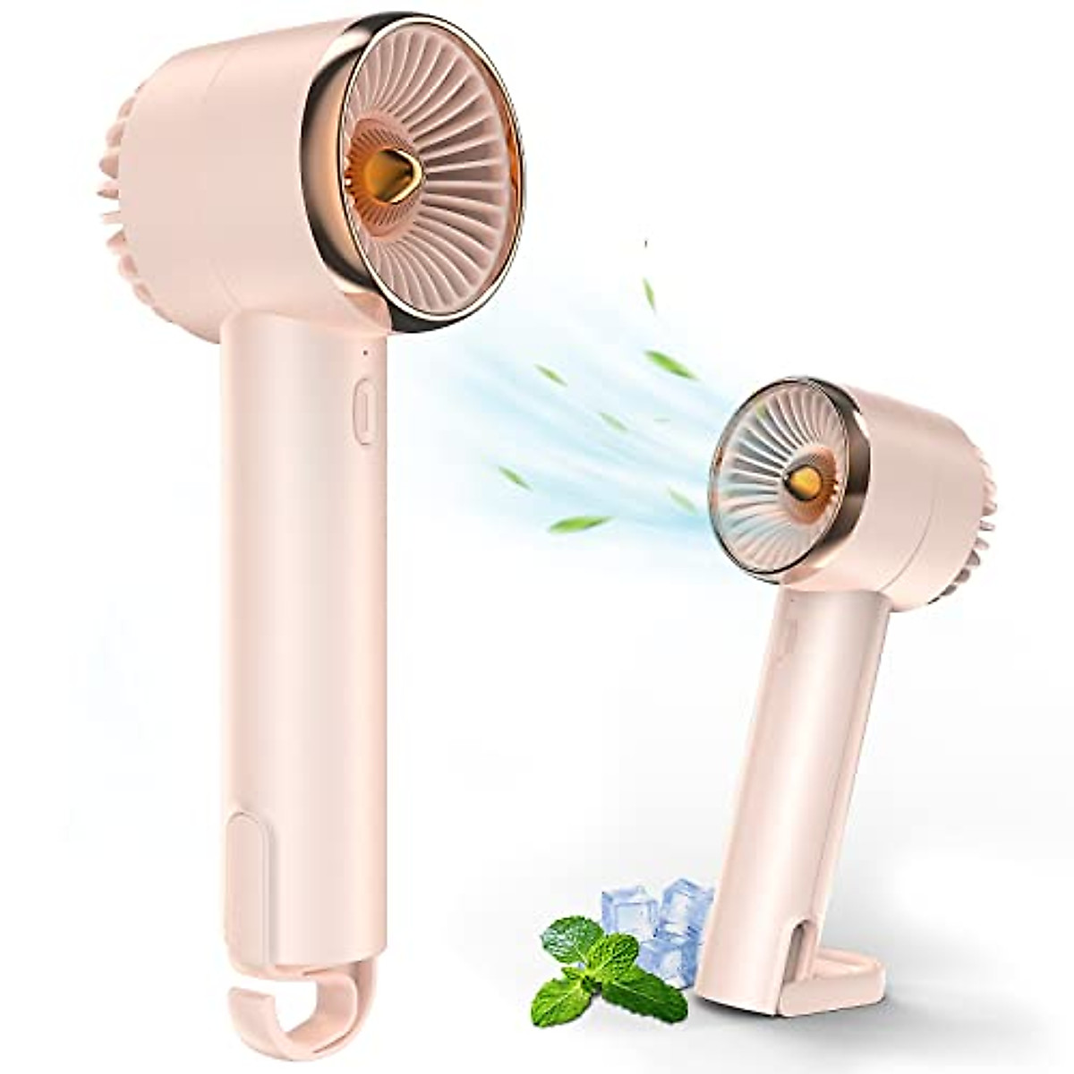 Handheld Fan, Mini Portable Fan USB Rechargeable with Hanging Hook, 3 Speeds, 3000mAh Personal Desk Turbo Fans, Small Pocket Fan for Indoor Outdoor Travel