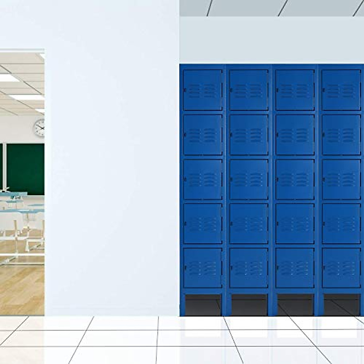 INTERGREAT Metal Locker for Office Storage Locker Employees Locker for School Gym Lockers Corridor Locker Five Tier Box Blue 5 Door