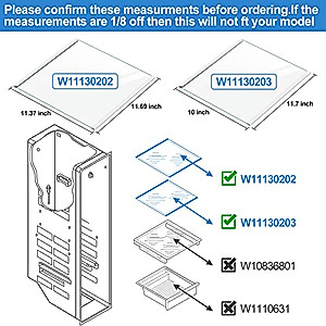 UPGRADED W11130202 Freezer Glass Shelf & W11130203 Freezer Shelf Replacement Compatible with Whirlpool Refrigerator Freezer Shelf Replacement,Fridge Tempered Glass Freezer Shelf,WRS571CIHZ Glass Shelf