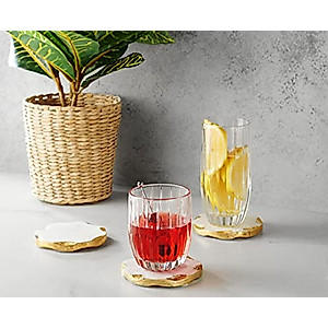 Godinger Round Coasters Gold Edge, Marble Coaster Set, Table Protection, Set of 4