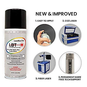 LaserBond Aerosol Black Laser Marking Spray 100 (12 oz), (2 Pack) Works with All Laser Engravers, Printers | CO2, Fiber & YAG Laser | LBT 100 Permanently Marks on Most Metals, Glass & Ceramic