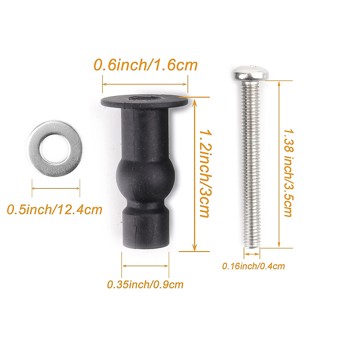 VALLVATER 6 Pack Toilet Seat Hinges Screws Top Mount Nuts Screws Toilet Seat Fixings Expanding Rubber Toilet Seat Bolts Kit Compatible Black