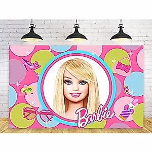 Pink Backdrops for Barbie Birthday Party Decorations Supplies Barbie Baby Shower Photo Background for Girl Lady Birthday Party Cake Table Decorations Barbie Birthday Banner 5x3ft