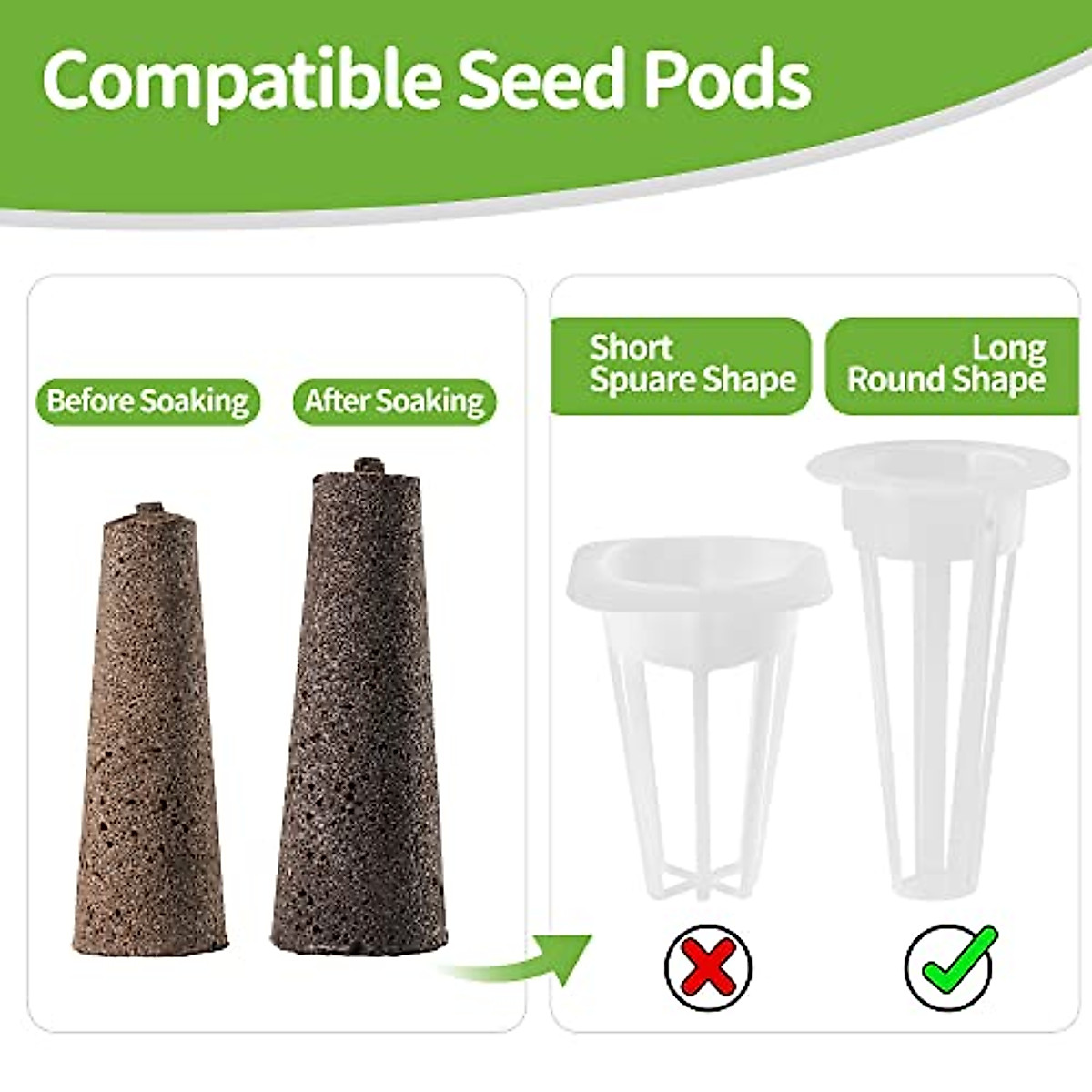 Feyut 30 Pack Grow Sponges, Replacement Root Growth Sponges Seed Pods Compatible with AeroGarden, Seedling Starter Sponges Kit for Hydroponic Indoor Garden System with 10pcs Plant Labels 1pcs Tweezer