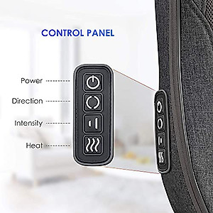 COMFIER Cordless Back Massager with Heat - Rechargeable Chair Massager, Shiatsu Massage Chair Pad with Adjustable Intensity,Portable Massage Cushion, Ideal Gifts for Men/Women