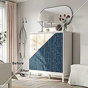 LXCREAT Peel and Stick Wallpaper Modern Blue Geometric Wallpaper 17.71 in X 118 in Self-Adhesive Removable Wallpaper Matte Wallpaper Easy to Line Up for Home Decoration and Furniture Renovation