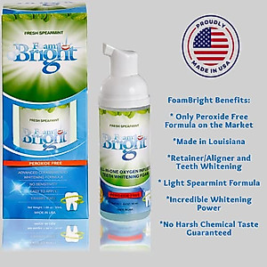 Retainer Cleaner & Aligner Cleaner FoamBright, Great for Invisalign, Teeth Whitening Foam, Candid, Byte, Denture Whitener Toothpaste & Braces Cleaning Peroxide Free Oral Care Replaces Tablets, Paste