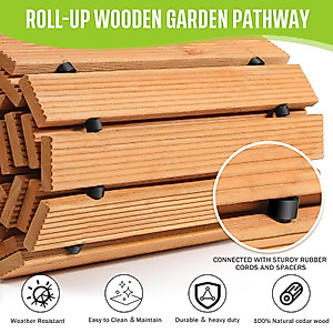 Tatuo 1 Pack 8 FT Wooden Garden Pathway Roll Out Straight Walkway Outdoor Path Wood Flooring Boardwalk Pavers for Garden Backyard Patio Beach Outdoor Wedding Party, 8' L x 17" W