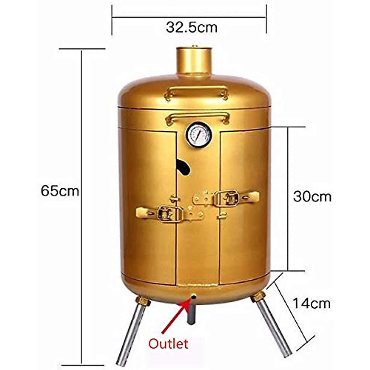 NEWCES Safety Certification Charcoal Barbecues Grills Freestanding Barbecues w/Lid & Grid Outdoor Portable Smoker BBQ for Picnic Garden Terrace Camping Travel Golden