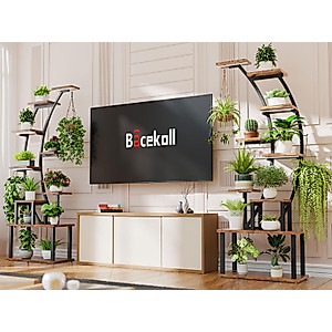 BACEKOLL Plant Stand Indoor with Grow Lights, 9 Tiered Metal Plant Shelf, 63" Tall Plant Stand for Indoor Plants Multiple, Large Plant Rack Display Shelves, Corner Plant Holder for Living Room, Patio