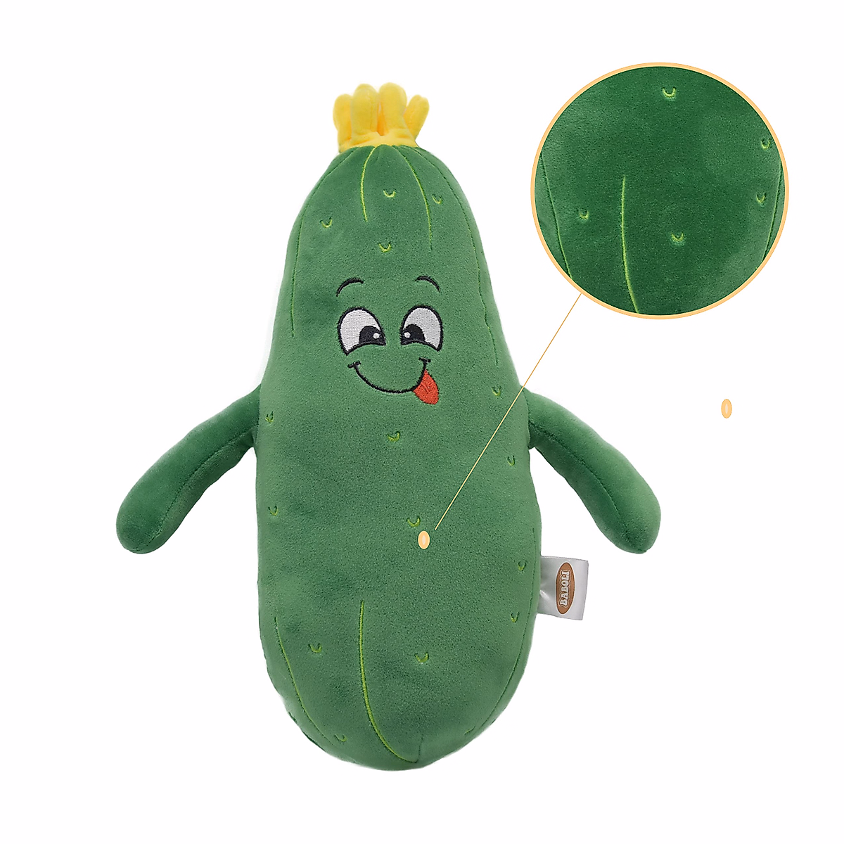 BABOLI Adorable Pickle Stuffed Animal Cucumber Plush Plant with Smile Face and Yellow Corolla Pretty Cute Plushie Toy Gift for Any Pickle Lover 12 Inches (Naughty-L)