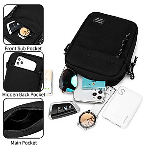 Vaupan Small Crossbody Bag Shoulder Bag For Men, Women Mini Messenger Bag Water Resistant Satchel Bag for Work Travel Business (Black)