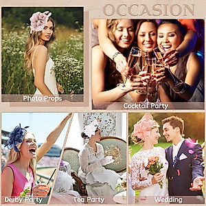 Zando Fascinators Hats for Women Tea Party Hat Ribbons Feathers Kentucky Derby Hats for Women 2024 Fascinator Headband Headpiece Cocktail 20s 50s Tea Hat Wedding Church Hair Clip White Fascinator