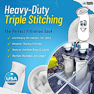 4 inch Ring Filter Socks 200 Micron, Filter Socks for Saltwater Aquarium, Sump Filter Sock, Felt Aquarium Socks, Reef Filter Sock - Custom Made in The USA (4" x 14", 2 Pack)