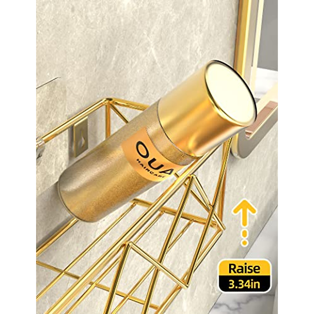 Iperlife Shower Caddy Gold, 2 Pack Shower Shelves Strong Adhesive Bathroom Shower Organizer with Hooks No Drilling Wall-Mounted Shower Shelf for Inside Shower