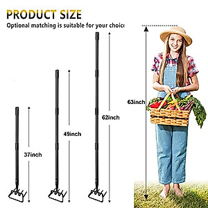 BsBsBest Hoe Garden Tools, Gardening Tools for Weeding, Stirrup Hoe Long Handle for Yard Weed Puller, Scuffle Hula Adjustable Weeding Loop Hoe for Lawn, Vegetable, Soil, Planting 37-49 Inch, Black