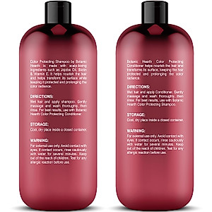 Botanic Hearth Color Safe Shampoo and Conditioner Set For Color Treated Hair | Enhance Color Protecting | With Biotin, Jojoba Oil & Vitamin E | Sulphate Free | 16 fl oz x 2