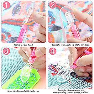 Outus 5D DIY Diamond Painting Tools with 2 Pieces Handmade Resin Diamond Painting Pen, Anti-Slip Mat, Plastic Diamond Trays, Clay Box, Drill Point Accessories Kits for Adults and Kids DIY Craft Arts