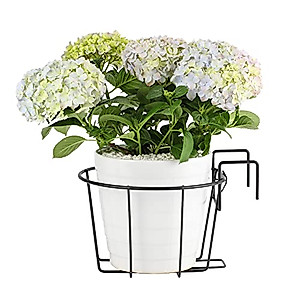 TreeLen 3Pack 10inch Railing Planters Outdoor Balcony Hanging Baskets for Plants Fence Planters Metal Potted Stand Indoor Porch Railing Planters Flower Pot Holder