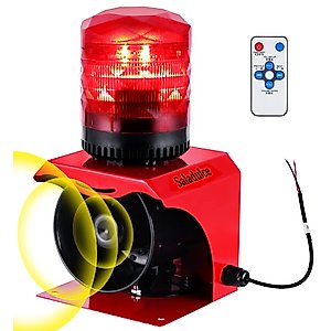Saladulce Industrial Sound and Light Alarm Emergency Warning Light Outdoor Alarm Horn Siren Safety Voice Strobe Flash 120dB Waterproof (AC 110V-220V)