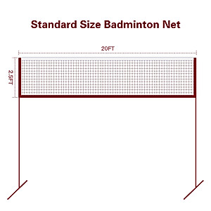 Sanung Portable Badminton Net, Standard Size Indoor Outdoor Polyester Badminton Net Replacement for Backyard Beach Garden, All Weather-proof and Wear-resistant, 20FT x 2.5FT