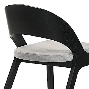 Armen Living Polly Mid-Century Modern Dining Accent Chairs Finish Fabric-Set of 2, 20" Wide, Black/Grey