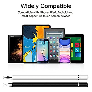 Stylus (2 Pcs), StylusHome Magnetic Disc Universal Stylus Pens Touch Screens for Apple/iPhone/Ipad pro/Mini/Air/Android/Microsoft/Surface All Capacitive Touch Screens - Black/White