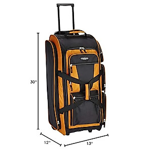 Travelers Club Xpedition 30 Inch Multi-Pocket Upright Rolling Duffel Bag, Burnt Orange, 30" Suitcase