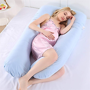 KWLET Pregnancy Pillow Cover/U Shaped Pillow Cover/Pregnancy Pillow Case/Maternity Pillow Case/Pillowcase with Removable Cotton Cover 57x30 Inch for Pregnancy Pillow Blue